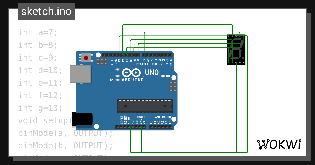7 Segment Wokwi Esp32 Stm32 Arduino Simulator