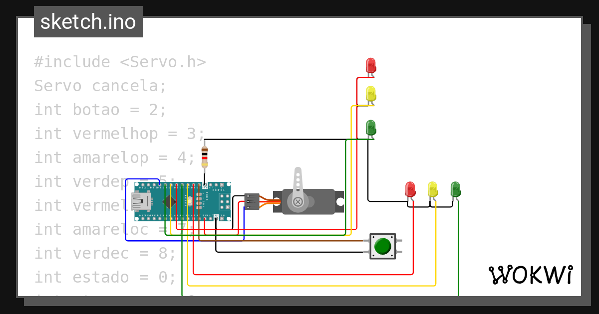 Cancela Com Sinaleira Wokwi Esp32 Stm32 Arduino Simulator 