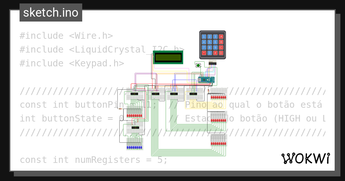 Teclado Saidas 5 Shift Display Wokwi Esp32 Stm32 Arduino Simulator 0078