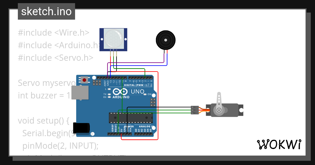PIR sensor + Actuators (muhammad irsyad agusrizal) - Wokwi ESP32, STM32, Arduino Simulator