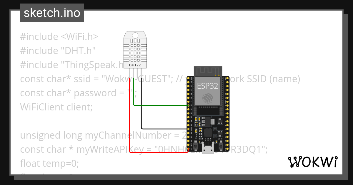 Thinkspeak - Wokwi ESP32, STM32, Arduino Simulator
