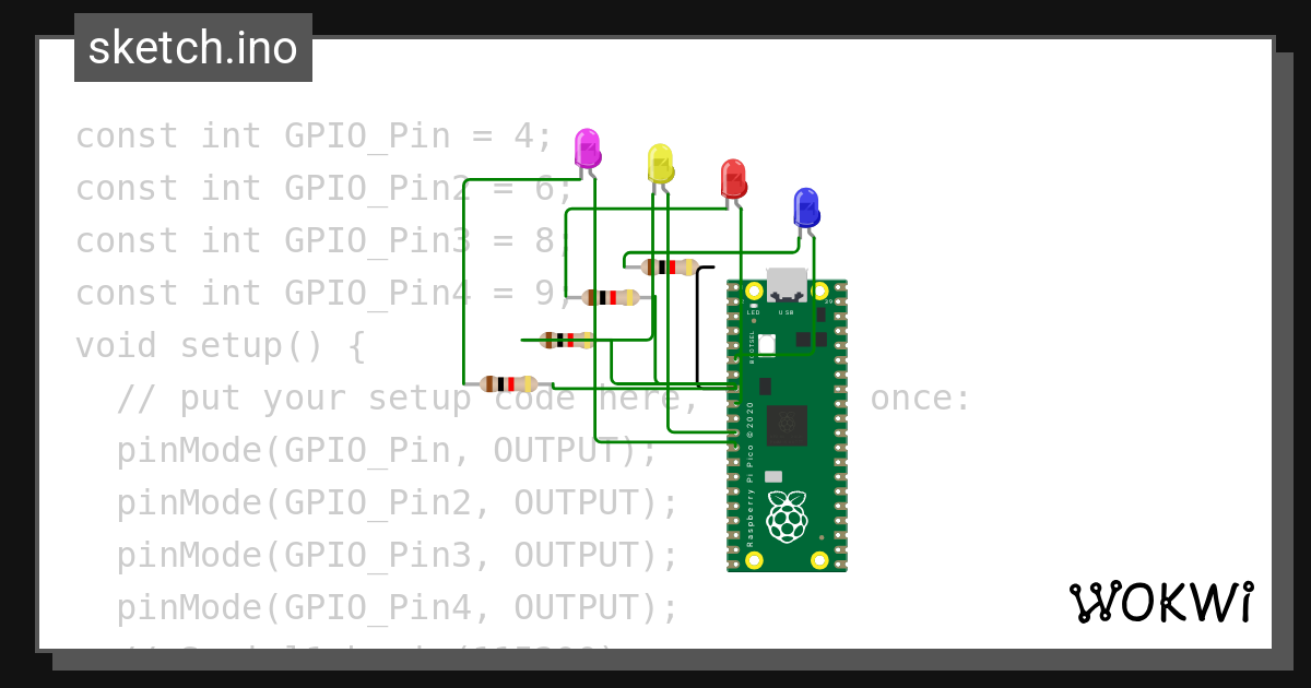 Built Led4 Ledblink Wokwi Esp32 Stm32 Arduino Simulator