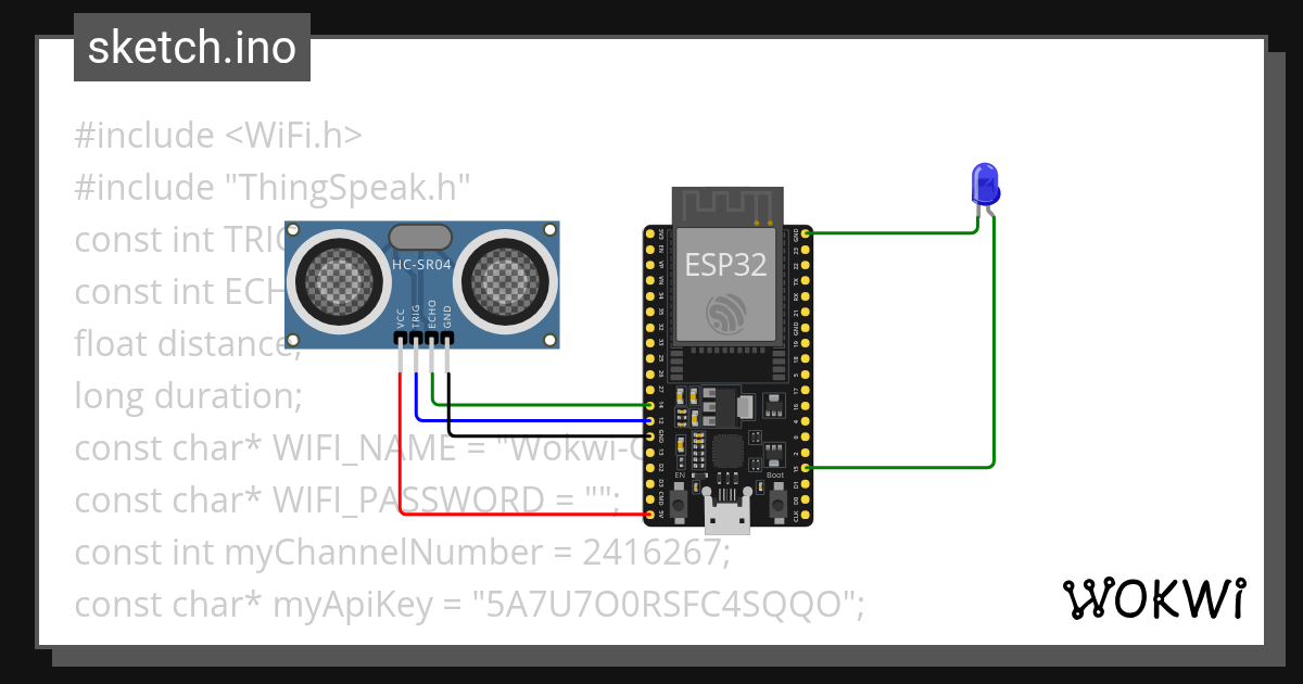 Ultrasonic Thinkspeak Wokwi Esp32 Stm32 Arduino Simulator 7316