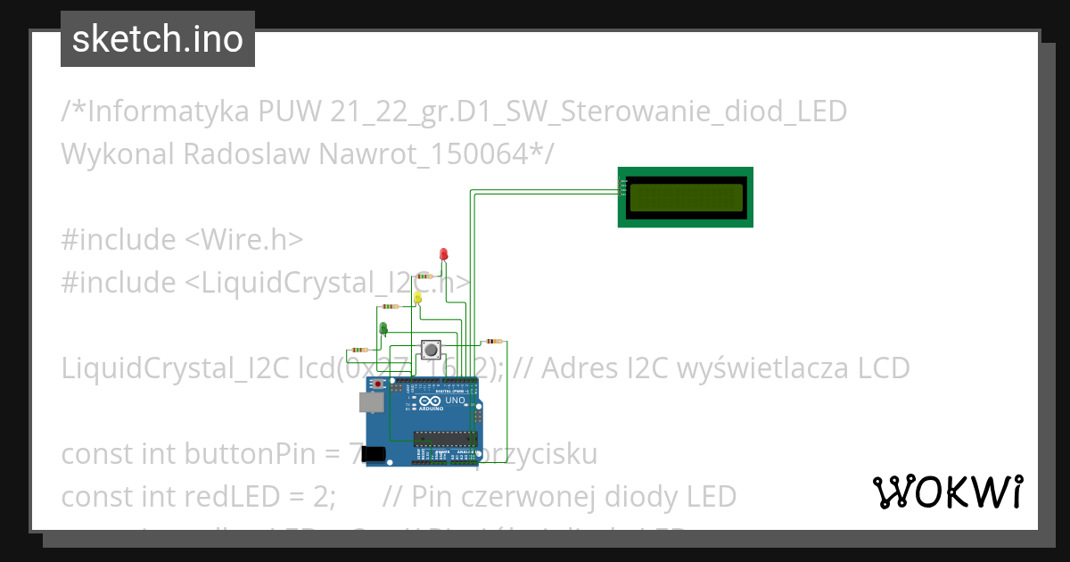 Sterowanie diod LED - Wokwi ESP32, STM32, Arduino Simulator