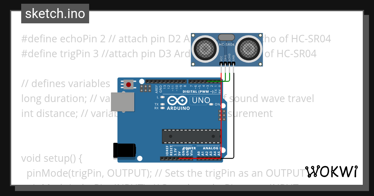 ultrasonic sensor - Wokwi ESP32, STM32, Arduino Simulator