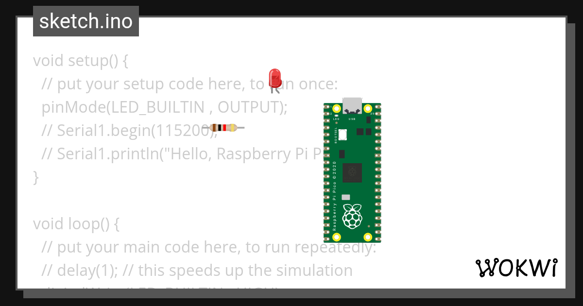 (1.3.1)Built-in LED Blink - Wokwi ESP32, STM32, Arduino Simulator