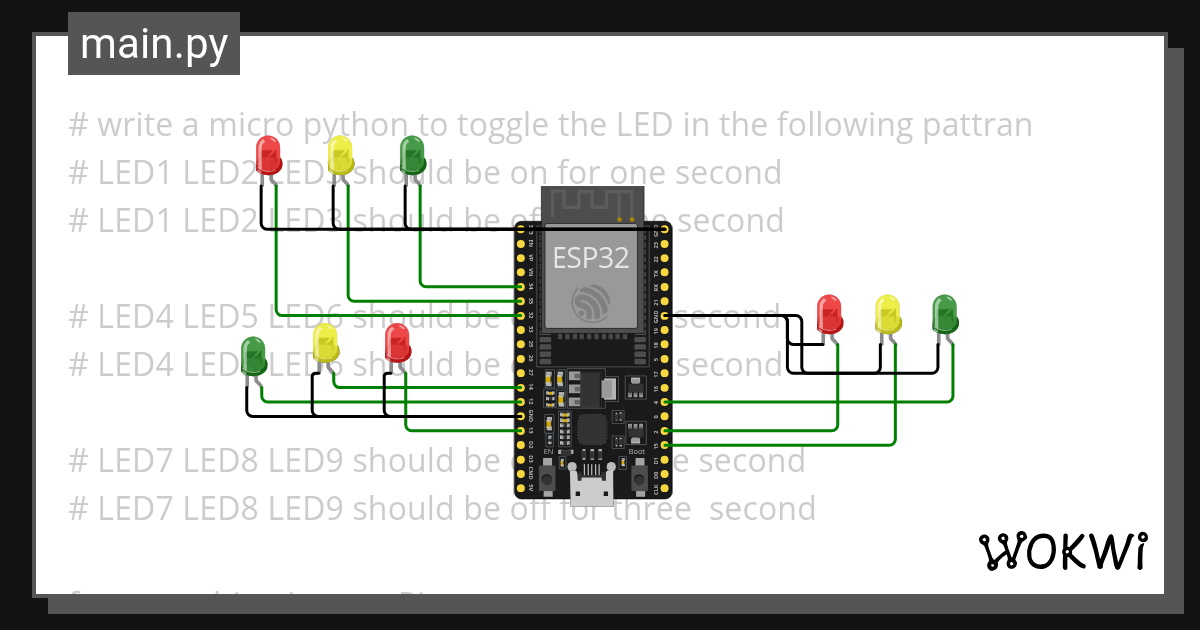 micropython LED - Wokwi ESP32, STM32, Arduino Simulator