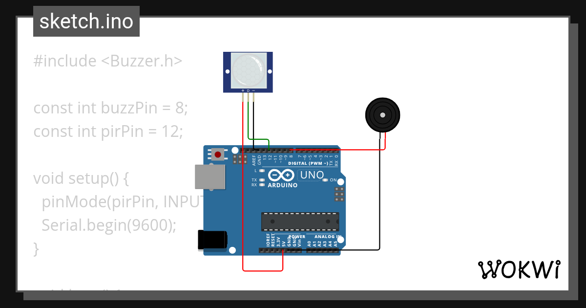 Motion And Buzz Wokwi Esp32 Stm32 Arduino Simulator 9156
