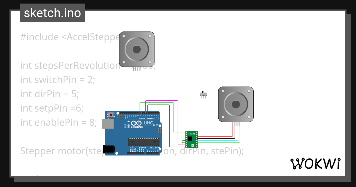 test two motor - Wokwi ESP32, STM32, Arduino Simulator
