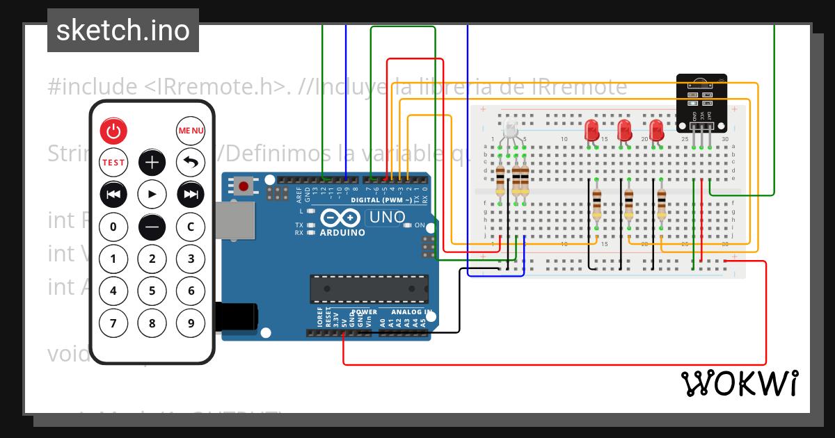 IR con RGB - Wokwi ESP32, STM32, Arduino Simulator