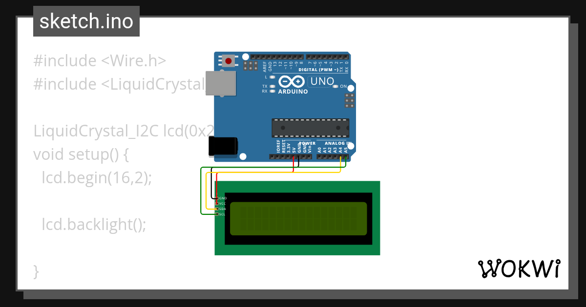 LCD 16x2 - Wokwi ESP32, STM32, Arduino Simulator