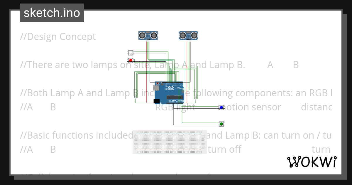 Lamp ( distance sensor + touch sensor) - Wokwi ESP32, STM32, Arduino Simulator