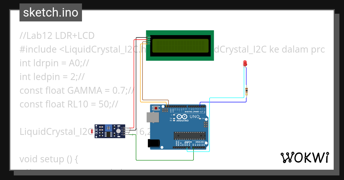 Lab12 LDR+LCD - Wokwi ESP32, STM32, Arduino Simulator