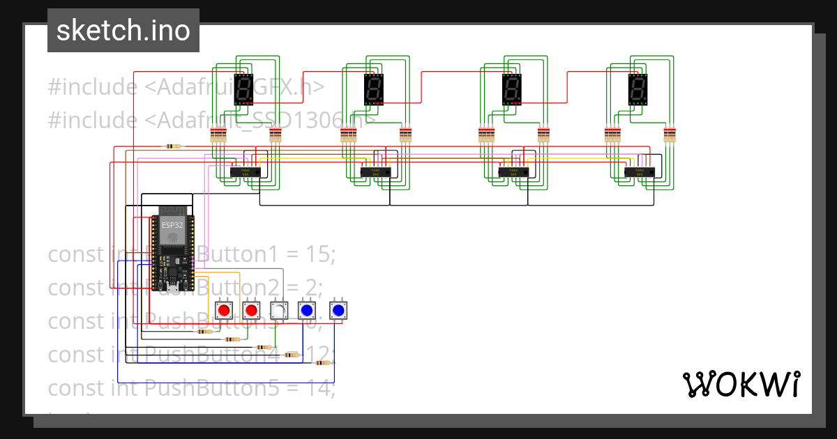 7 segment 4 Copy - Wokwi ESP32, STM32, Arduino Simulator