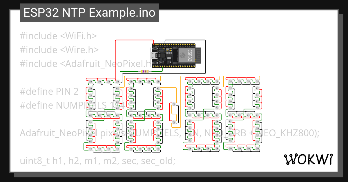 DigitClock project with ESP32 by SP - Wokwi ESP32, STM32, Arduino Simulator