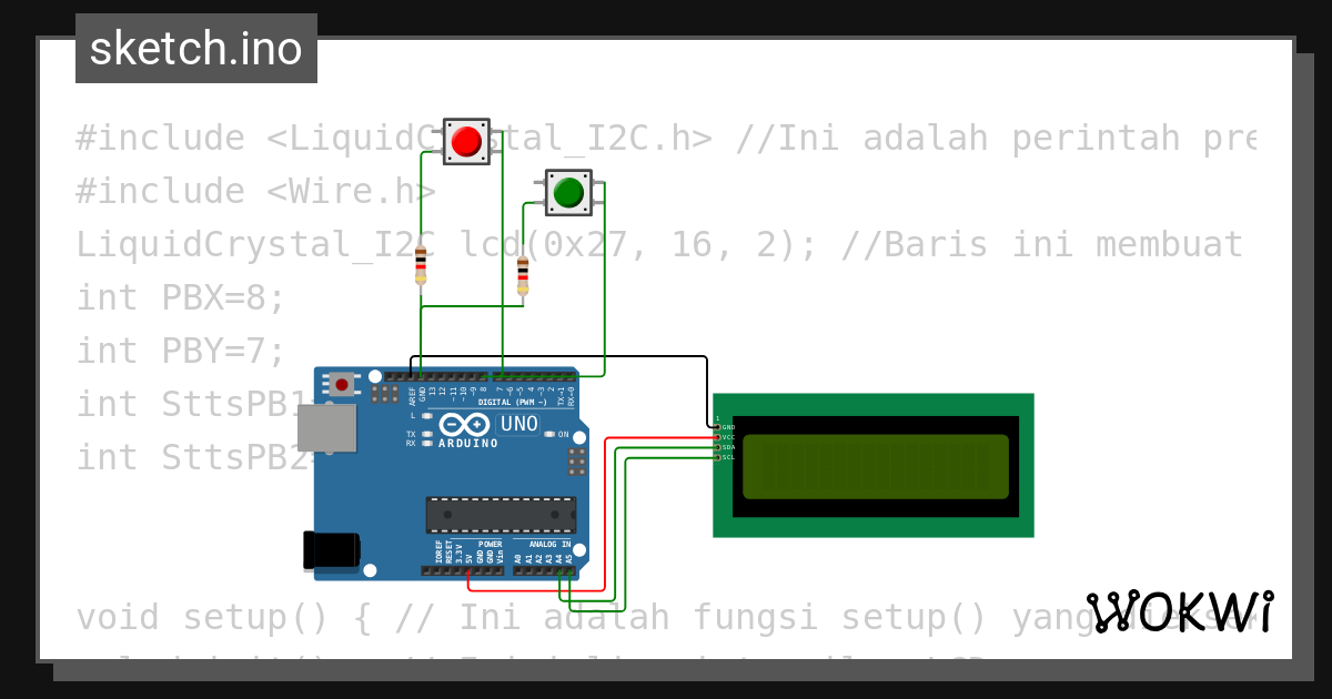Rangkaian Lcd Pakai Push Button Bu Cindy Wokwi Esp32 Stm32 Arduino Simulator