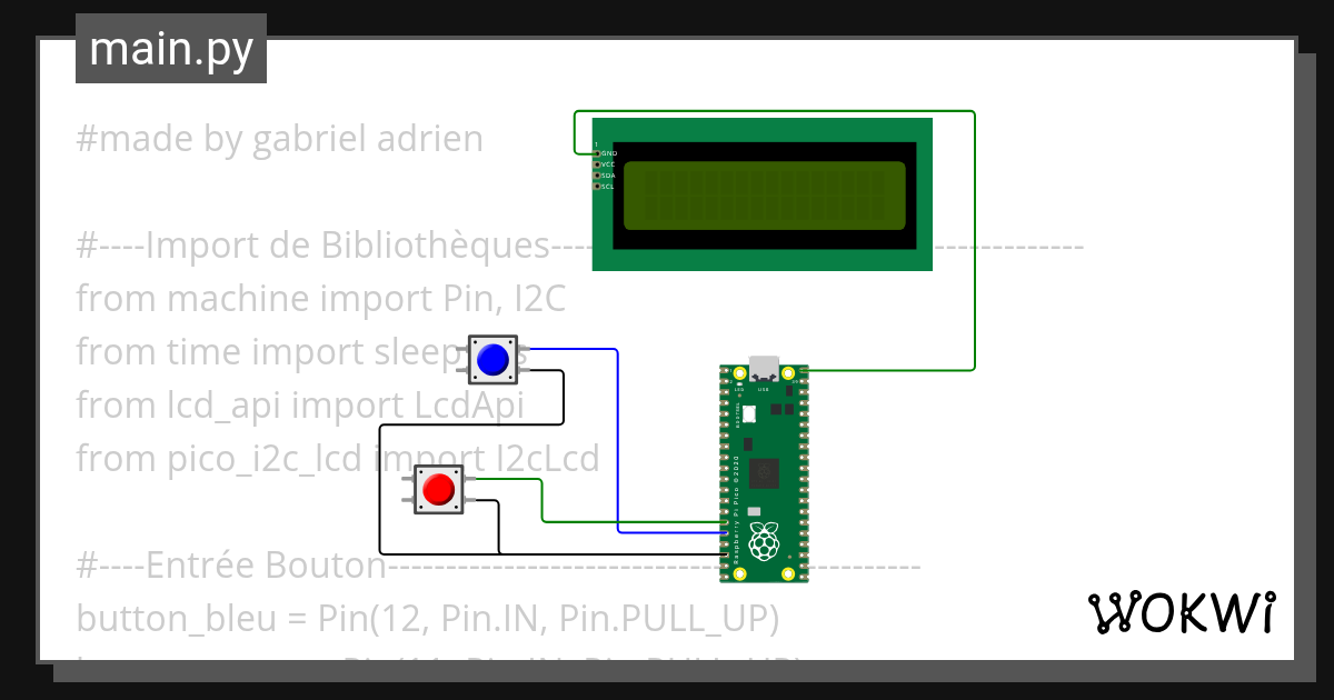 Raspberry Pi Pico - LED interne Clignotement Copy (2) - Wokwi ESP32, STM32, Arduino Simulator