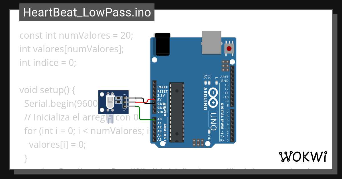 Remove the DC offset of a heart beat with the average Copy - Wokwi ESP32, STM32, Arduino Simulator