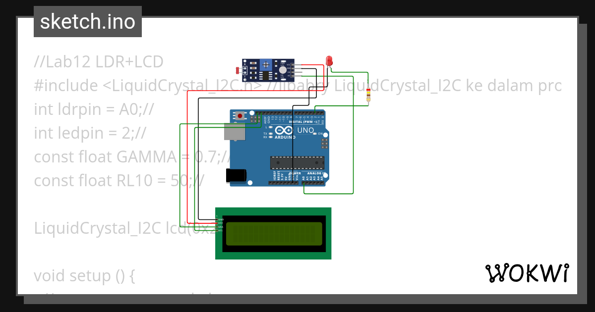 Lab12 LDR+LCD - Wokwi ESP32, STM32, Arduino Simulator