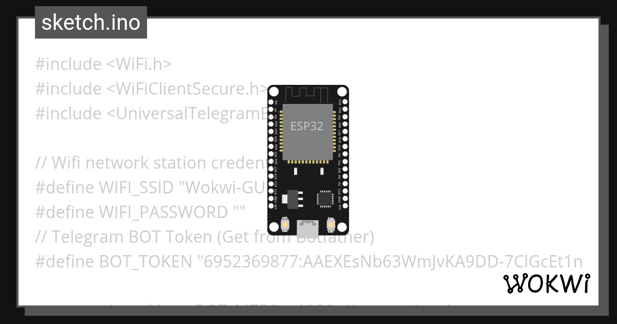 TELEGRAM LED - Wokwi ESP32, STM32, Arduino Simulator
