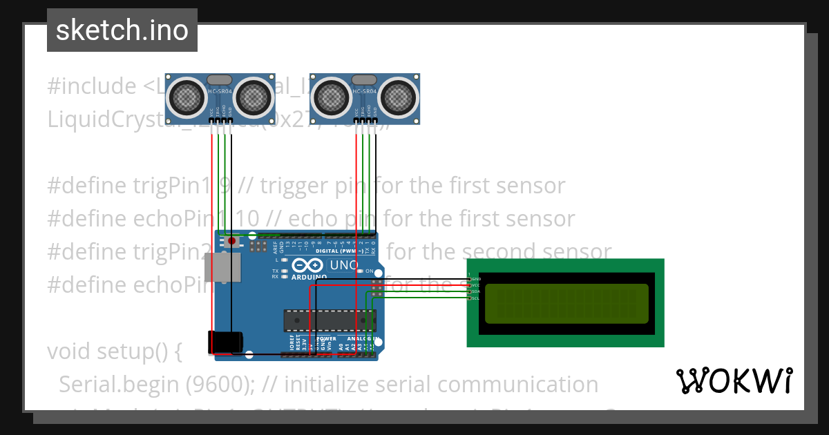 2 sensor jarak TB BB - Wokwi ESP32, STM32, Arduino Simulator