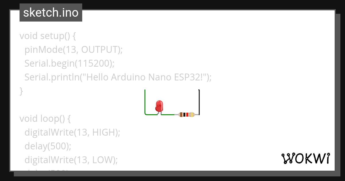 Arduino Nano one LED - Wokwi ESP32, STM32, Arduino Simulator