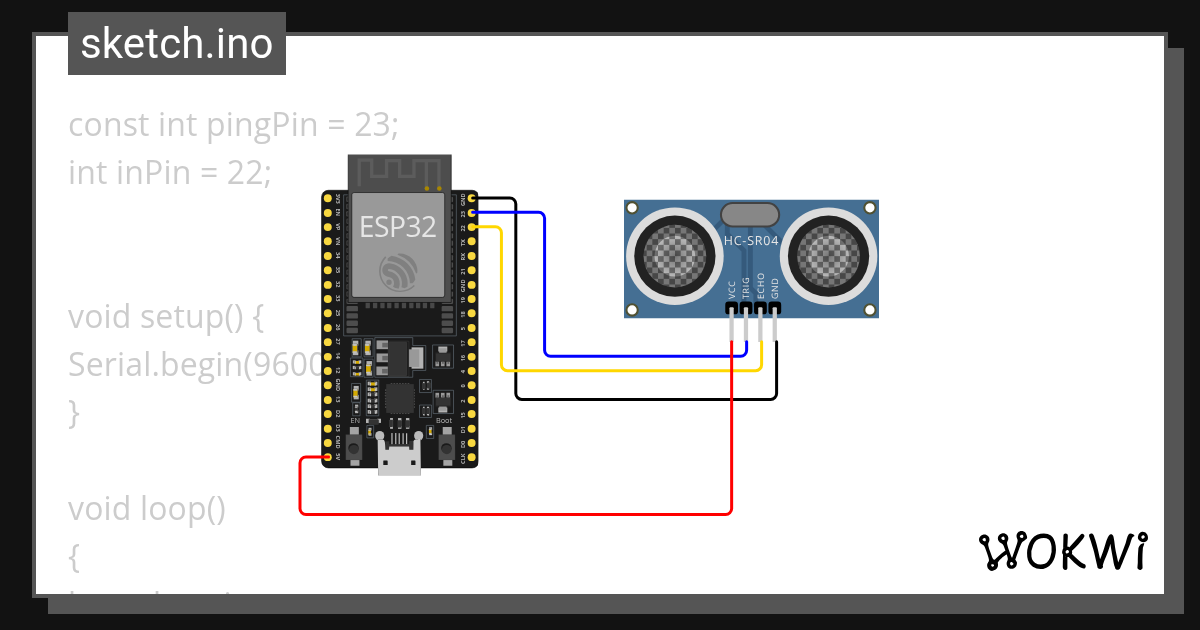 วัดระยะธรรมดา Wokwi Esp32 Stm32 Arduino Simulator 