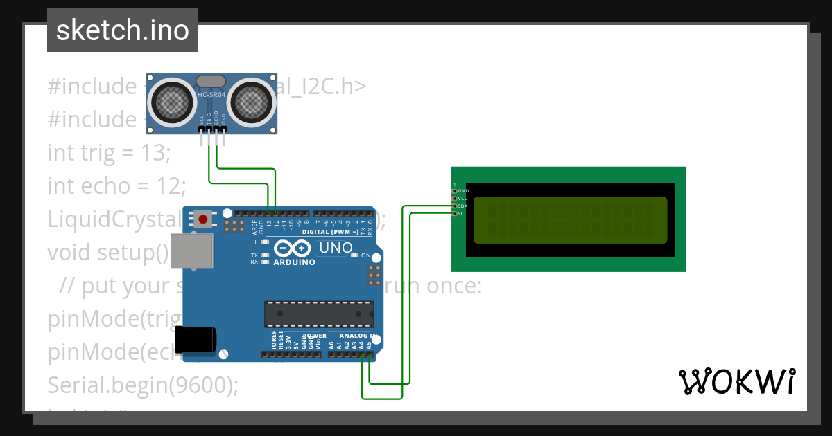 LED I2C Display Copy - Wokwi ESP32, STM32, Arduino Simulator