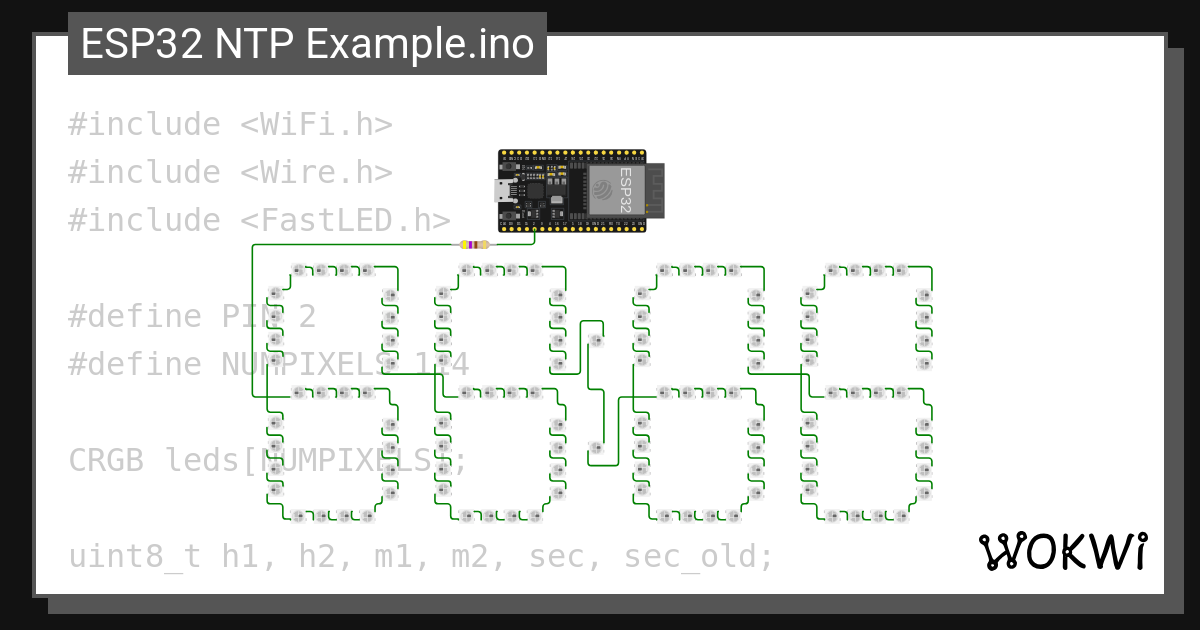 Digitclock Project With Esp32 By Sp V3 Wokwi Esp32 Stm32 Arduino Simulator