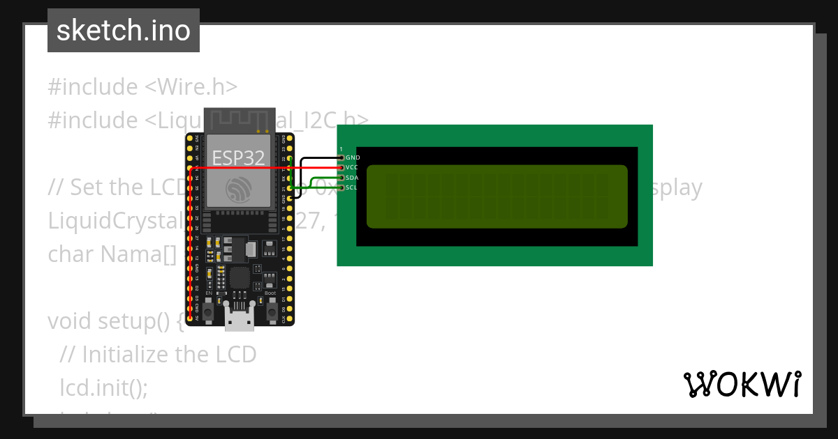 LCD I2C (Veri) - Wokwi ESP32, STM32, Arduino Simulator