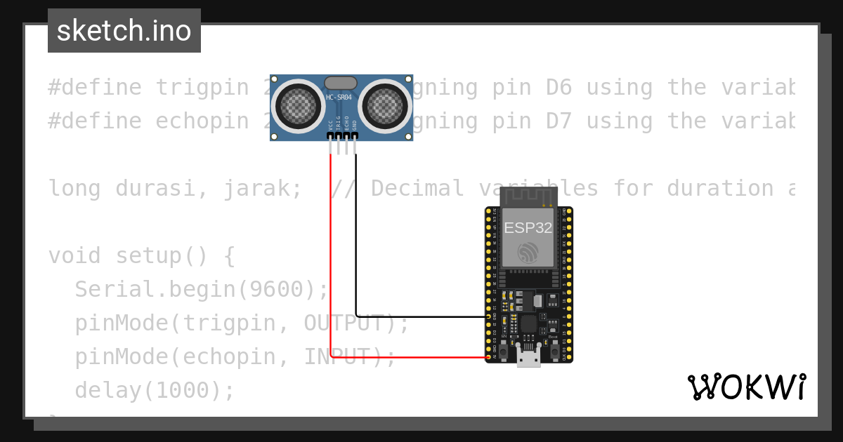 Sensor Jarak With Esp 32 Wokwi Esp32 Stm32 Arduino Simulator