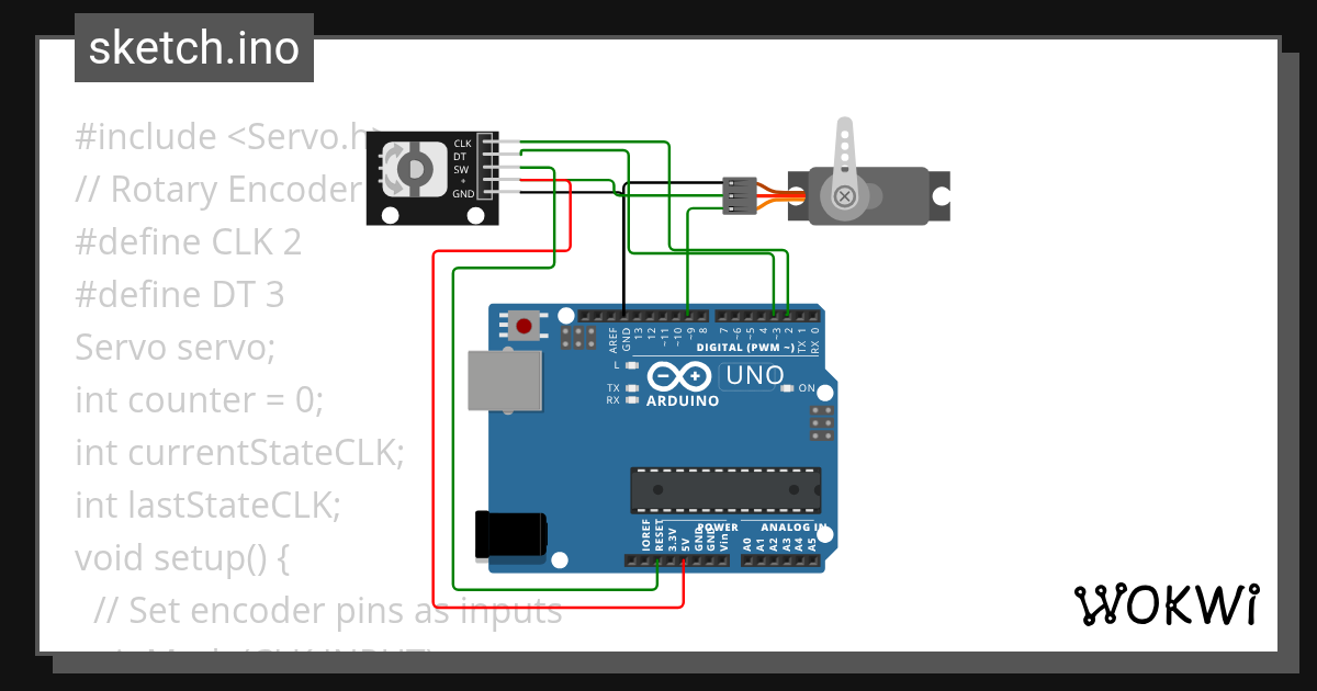 Control servo with rotory encoder.ino Copy - Wokwi ESP32, STM32, Arduino Simulator