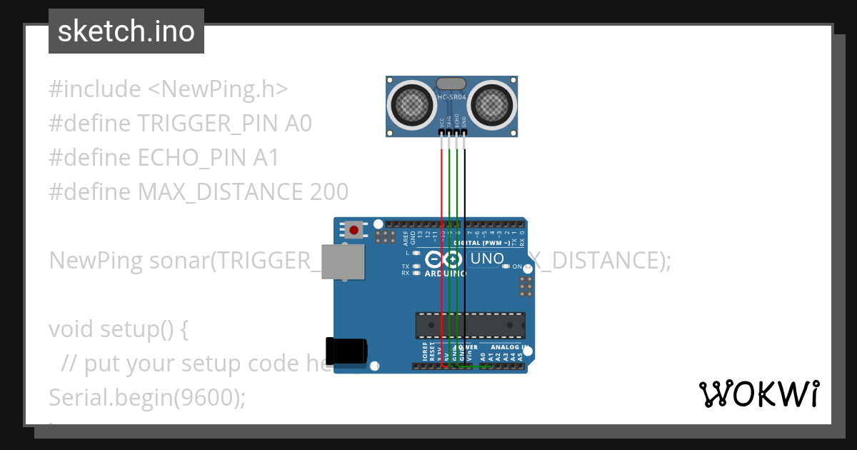 Ultrasonik - Wokwi ESP32, STM32, Arduino Simulator