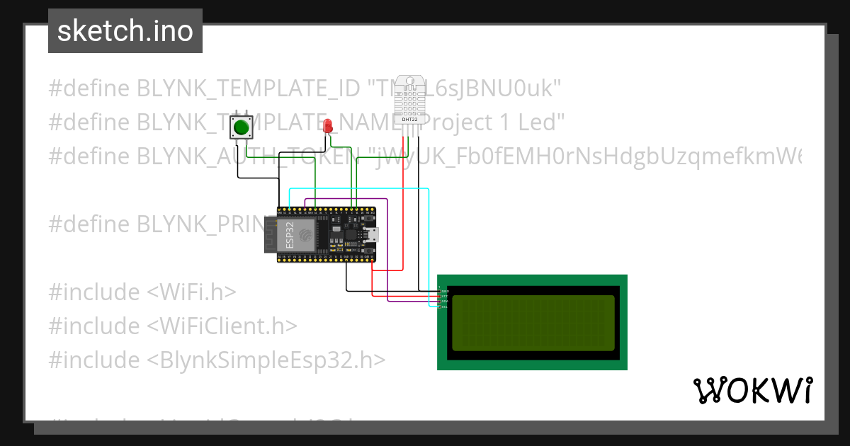 prj 37 Blynk Cloud DHT22 - Wokwi ESP32, STM32, Arduino Simulator