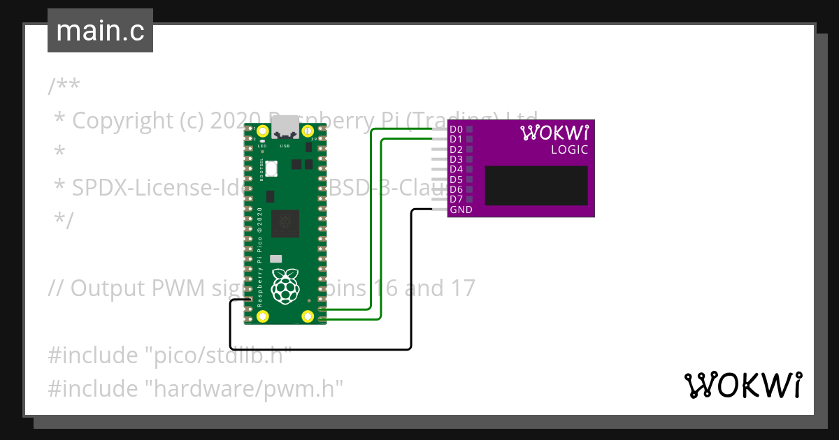 PWM Example - Basic configure 1 - Wokwi ESP32, STM32, Arduino Simulator
