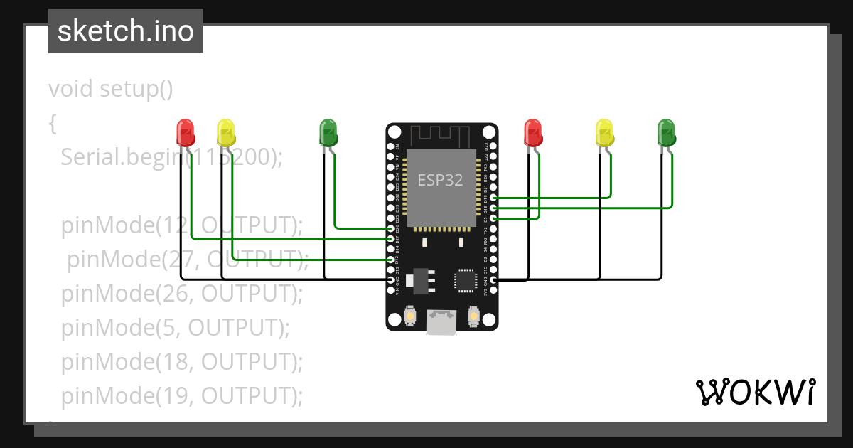 LED-Traffic - Wokwi ESP32, STM32, Arduino Simulator