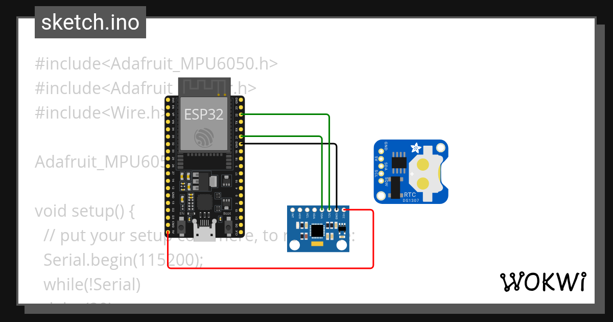 simulasi MPU6050 - Wokwi ESP32, STM32, Arduino Simulator