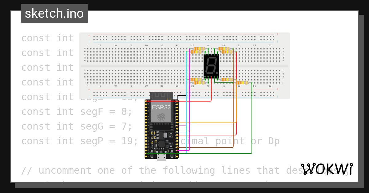 7 Segment Connected Wokwi Esp32 Stm32 Arduino Simulator