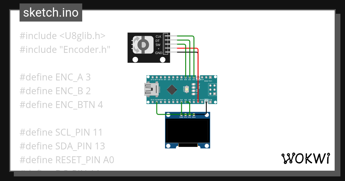 Sdd1306encoder Wokwi Esp32 Stm32 Arduino Simulator 