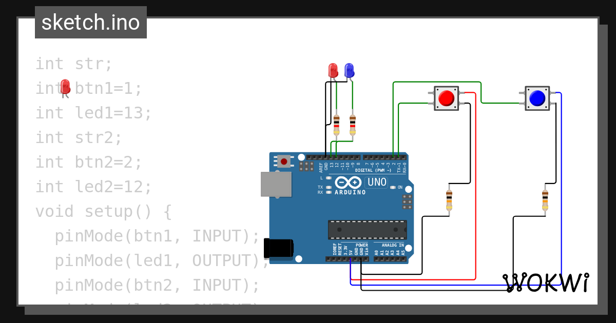 Push Button Led In 🤖 Wokwi Esp32 Stm32 Arduino Simulator 