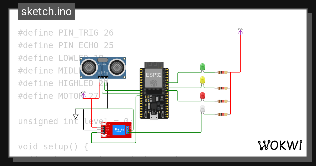 Water Level Esp32 Wokwi Esp32 Stm32 Arduino Simulator
