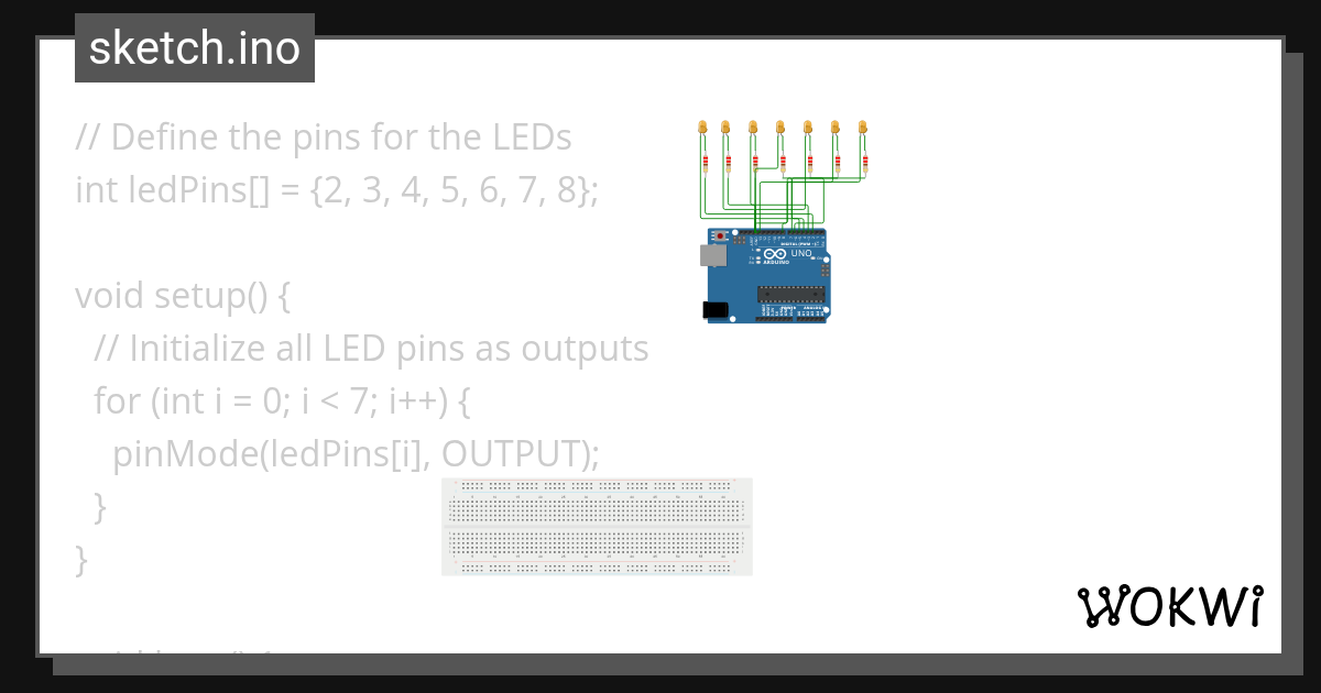 ไฟติด 7 ดวง Wokwi Esp32 Stm32 Arduino Simulator 4566