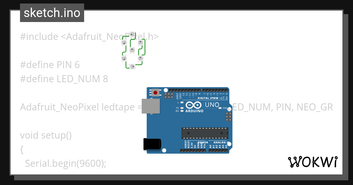 テープLED7セグ - Wokwi ESP32, STM32, Arduino Simulator