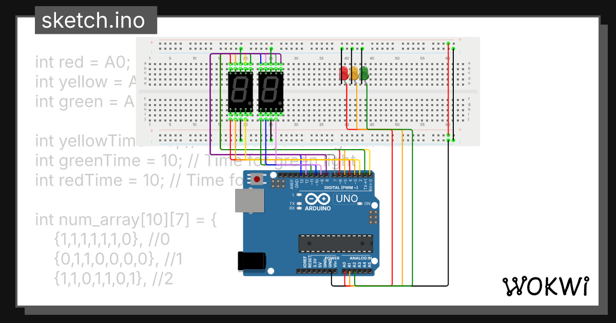 LAB 3 - Traffic light control with 7 segment display - Wokwi ESP32 ...