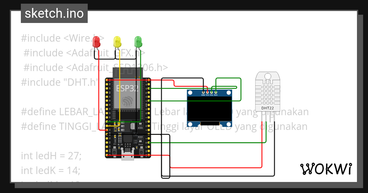 ESP 32 OLED DHT22 Diki - Wokwi ESP32, STM32, Arduino Simulator