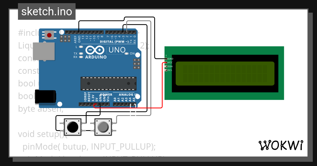 LED I2C NOMER URUT - Wokwi ESP32, STM32, Arduino Simulator