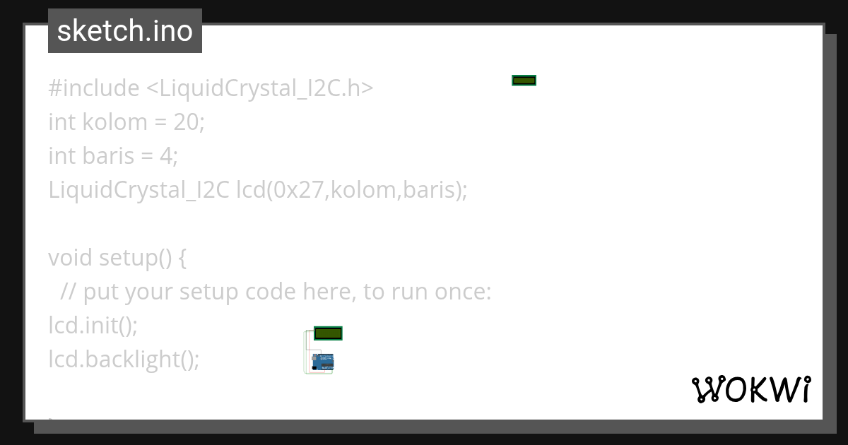 Menyalakan Lcd I2c Abangkuhhh Wokwi Esp32 Stm32 Arduino Simulator