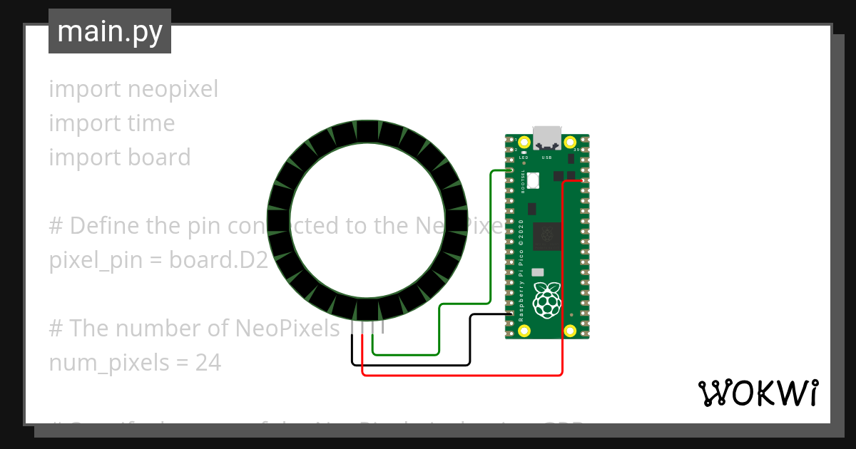 PICO NEOPIXEL PICO - Wokwi ESP32, STM32, Arduino Simulator