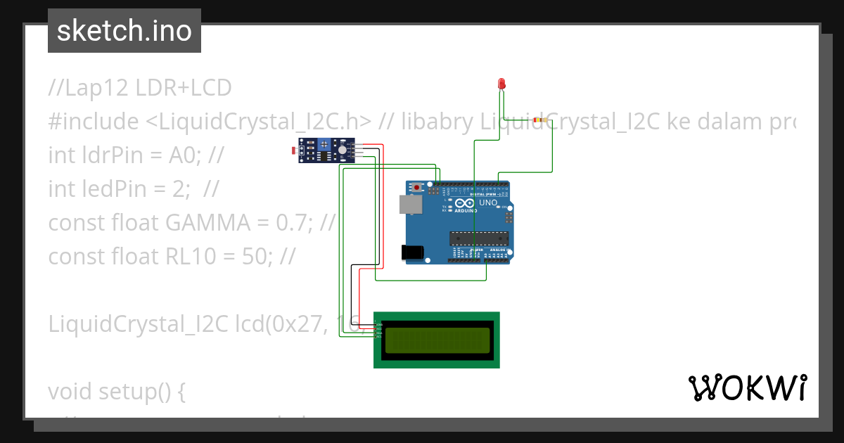 Lap12 LDR+LCD - Wokwi ESP32, STM32, Arduino Simulator