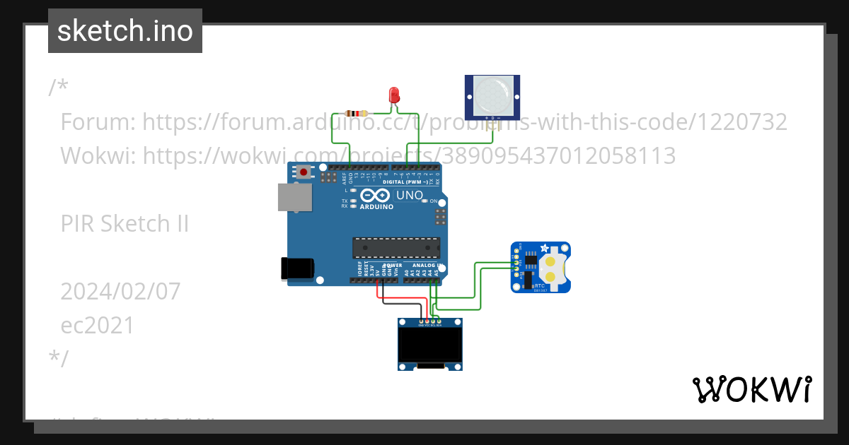 PIR Sketch II - Wokwi ESP32, STM32, Arduino Simulator